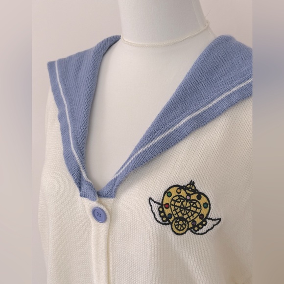 Hot Topic | Sweaters | Nwt White Sailor Moon Embroidered Cardigan ...